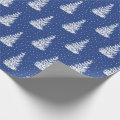Hand Drawn Snow Covered Tree Pattern Indigo Wrapping Paper | Zazzle