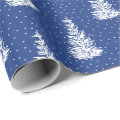 Hand Drawn Snow Covered Tree Pattern Indigo Wrapping Paper | Zazzle