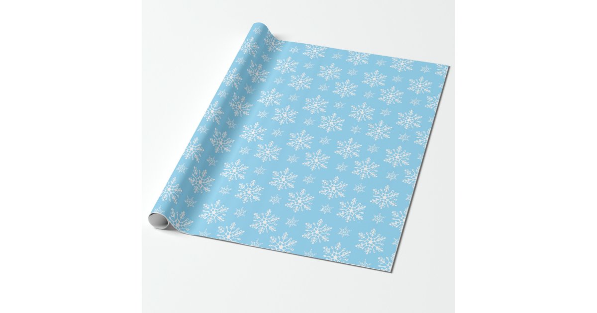 Hand Drawn Snowflakes Light Blue Holiday Wrapping Paper | Zazzle