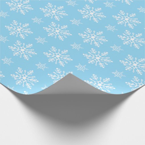 Hand Drawn Snowflakes Light Blue Holiday Wrapping Paper | Zazzle