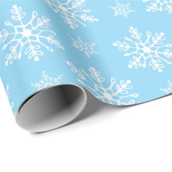 Hand Drawn Snowflakes Light Blue Holiday Wrapping Paper | Zazzle