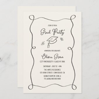 Hand Drawn Squiggle Frame Graduation Invitation | Zazzle