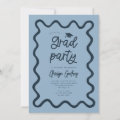 Hand Drawn Squiggly Line Navy Graduation Party Invitation | Zazzle