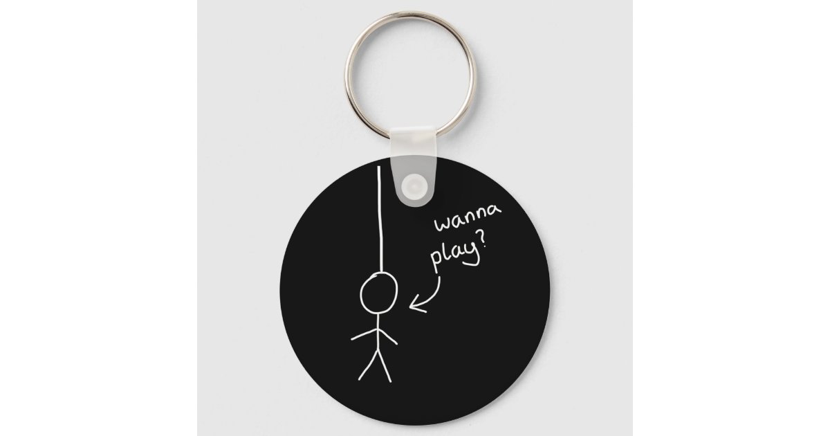 hand drawn Stick "hangman" figure keychain | Zazzle