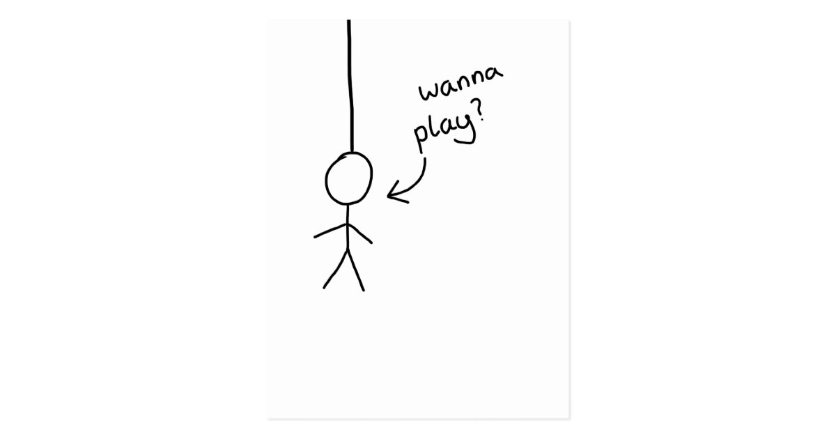 hand drawn Stick "hangman" figure postcard | Zazzle