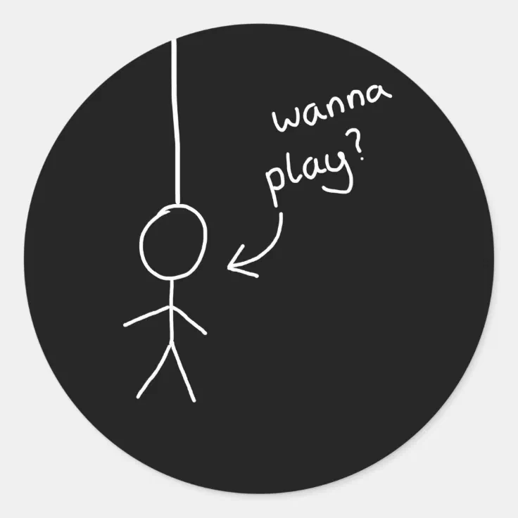 hand drawn Stick "hangman" figure sticker | Zazzle