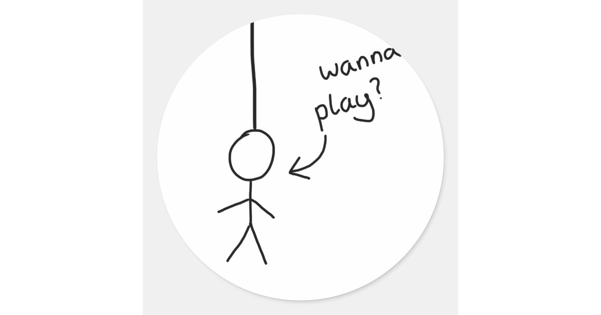 hand drawn Stick "hangman" figure sticker | Zazzle