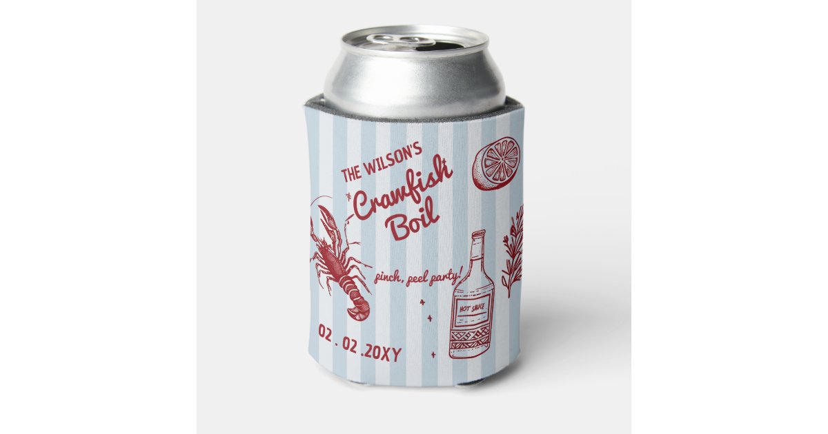 Hand Drawn Summer Seafood Crawfish Boil Party Can Cooler | Zazzle