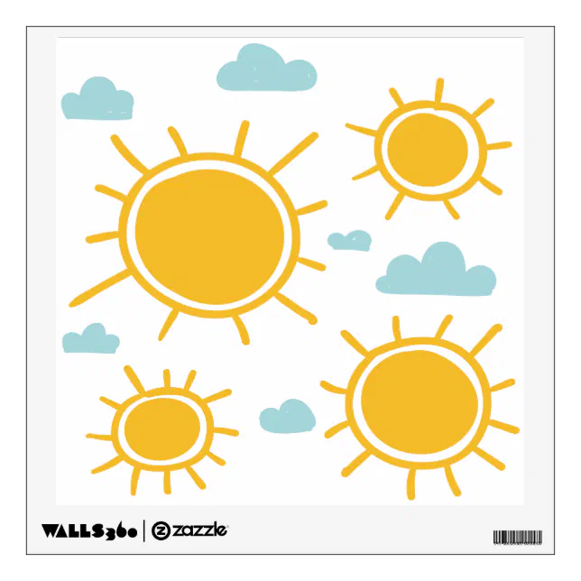 Hand Drawn Summer Sun Pattern Wall Decal | Zazzle