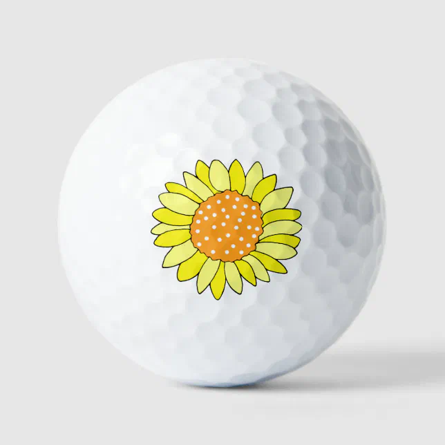Hand Drawn Sunflower Golf Balls | Zazzle