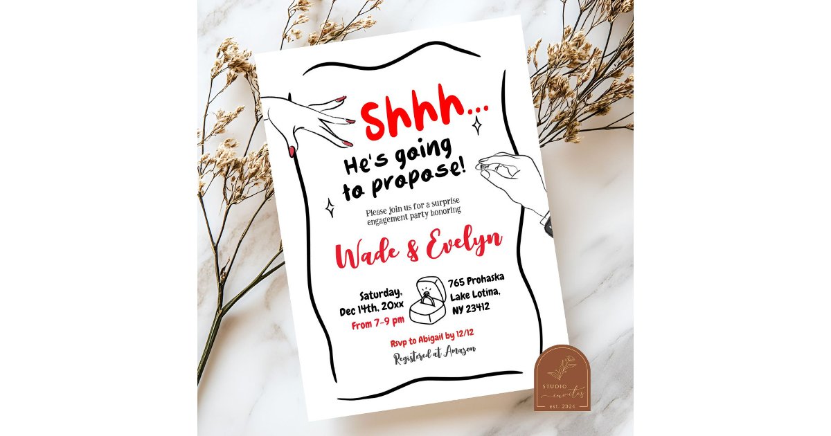 Hand Drawn Surprise Proposal Engagement Party Invitation | Zazzle