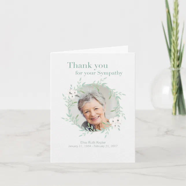 Hand drawn Sympathy Memorial Thank You with Photo | Zazzle