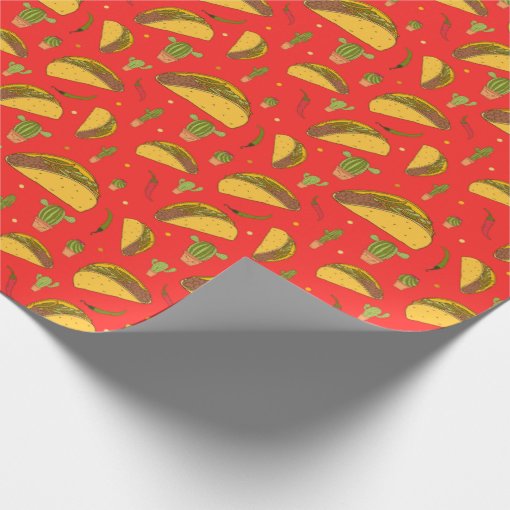 Hand Drawn Tacos and Chillies Mexican Food Print Wrapping Paper | Zazzle