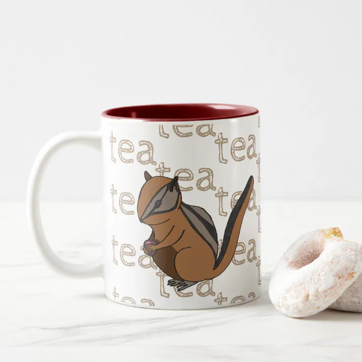 Hand-drawn Tea Coffee Chipmunk Two-Tone Coffee Mug | Zazzle