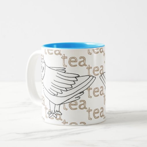 Hand-drawn Tea Coffee Snowy Owl Two-Tone Coffee Mug | Zazzle