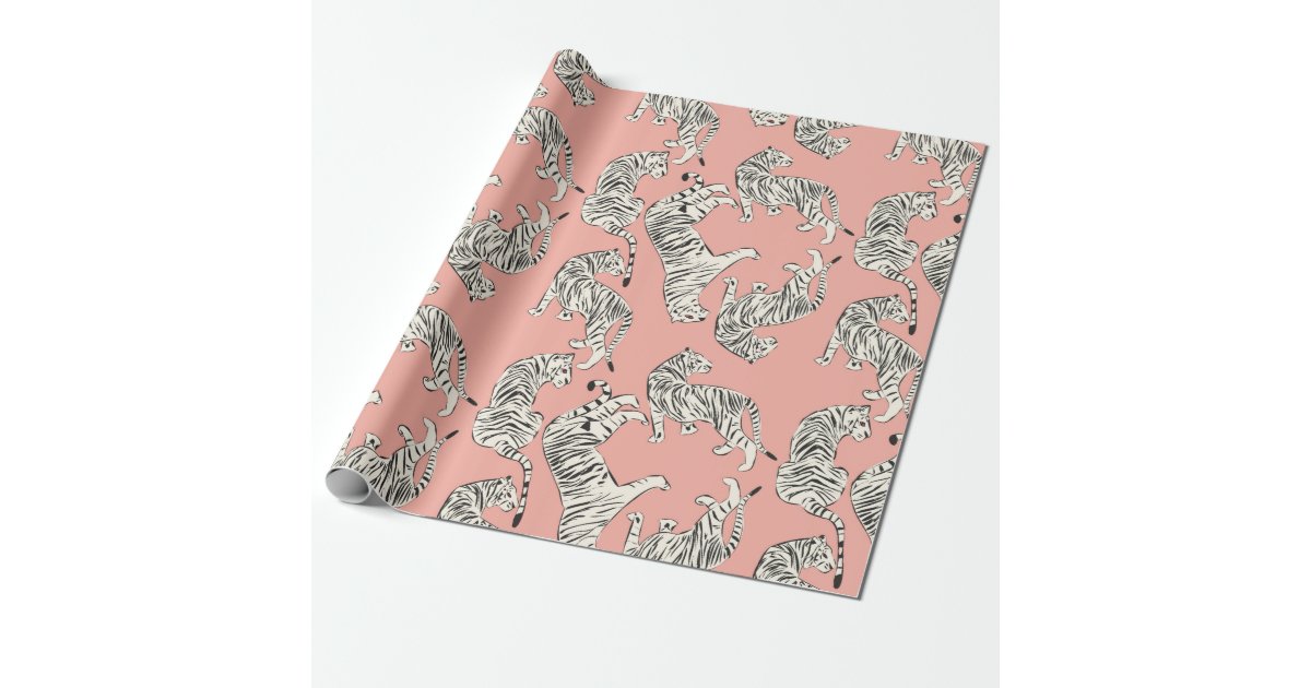 Hand drawn tiger seamless pattern, big cats in dif wrapping paper | Zazzle