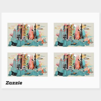 Hand Drawn Tokyo Japan Rectangular Sticker | Zazzle