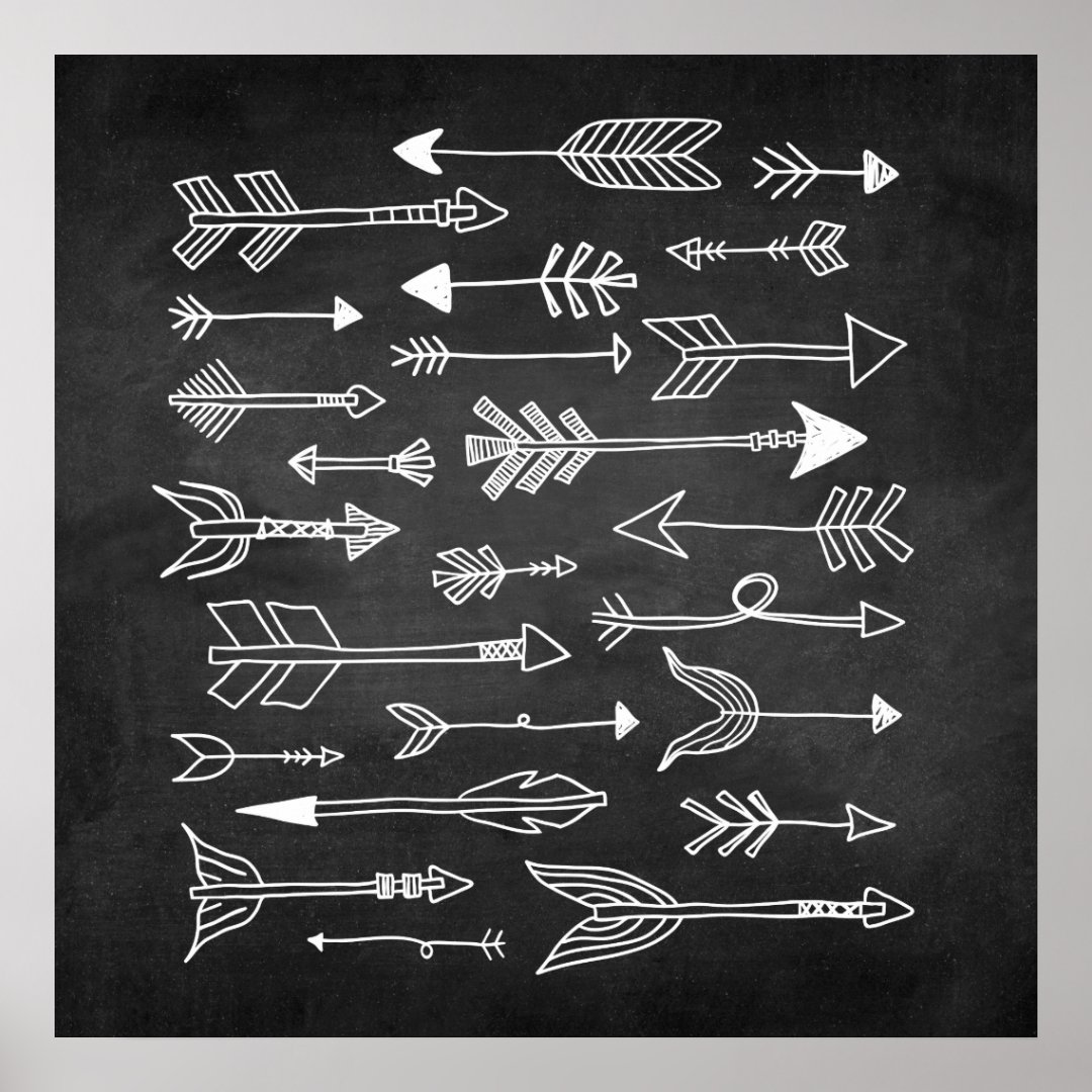 Hand Drawn Tribal Arrow Chalkboard Poster | Zazzle