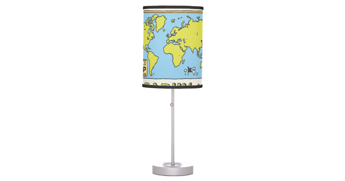 Hand Drawn Vintage Geography Illustration Table Lamp | Zazzle
