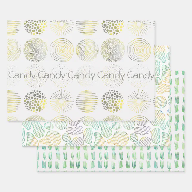 Hand drawn, watercolor, abstract design, circles wrapping paper sheets ...