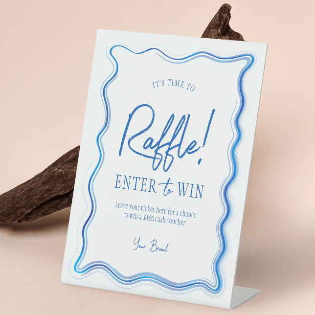 Hand Drawn Watercolor Blue White Logo Raffle Sign | Zazzle