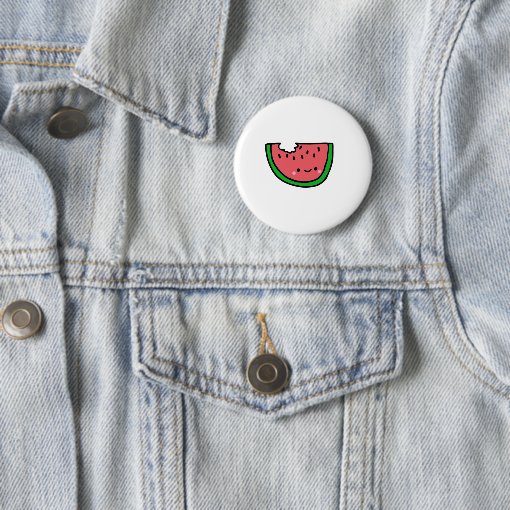 Hand Drawn Watermelon Cartoon Illustration Button | Zazzle