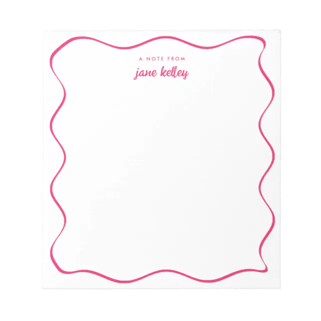 Hand Drawn Wavy Border Dark Pink Personalized Notepad | Zazzle