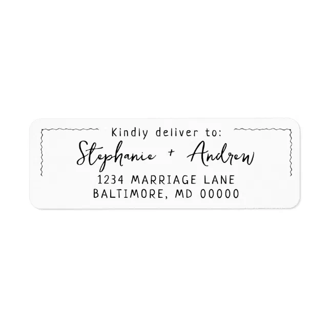 Hand Drawn Wavy Border RSVP Response Mailing Label | Zazzle