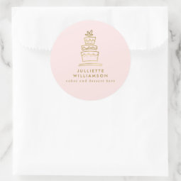 Hand Drawn Wedding Cake Watercolor Classic Round Sticker | Zazzle