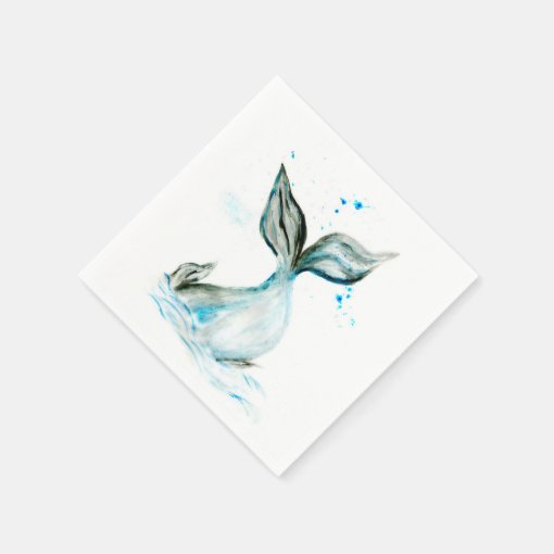 Hand drawn whale tail napkins | Zazzle