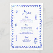 Hand Drawn Whimsical Blue French Wedding Menu | Zazzle