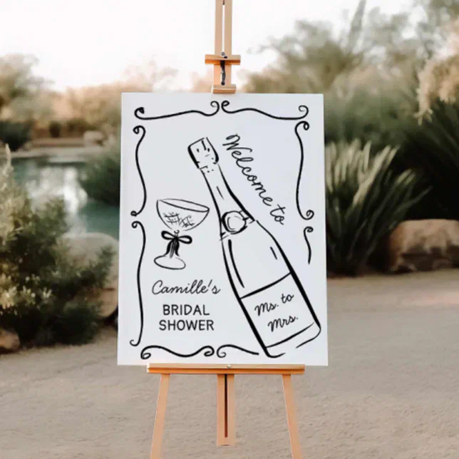 Hand Drawn Whimsical Bridal Shower Welcome Sign | Zazzle