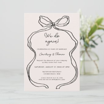 Hand Drawn Whimsical Ribbon Border Vow Renewal Invitation | Zazzle