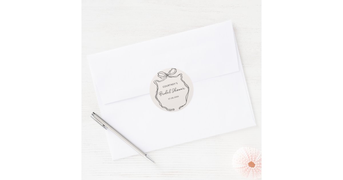 Hand Drawn Whimsical Ribbon bridal shower label | Zazzle