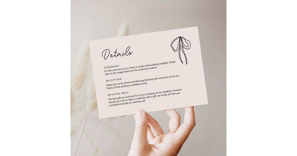 Hand Drawn Whimsical Ribbon Details Enclosure Card | Zazzle