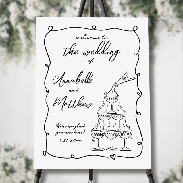 Hand Drawn Whimsical Wedding Welcome Sign | Zazzle