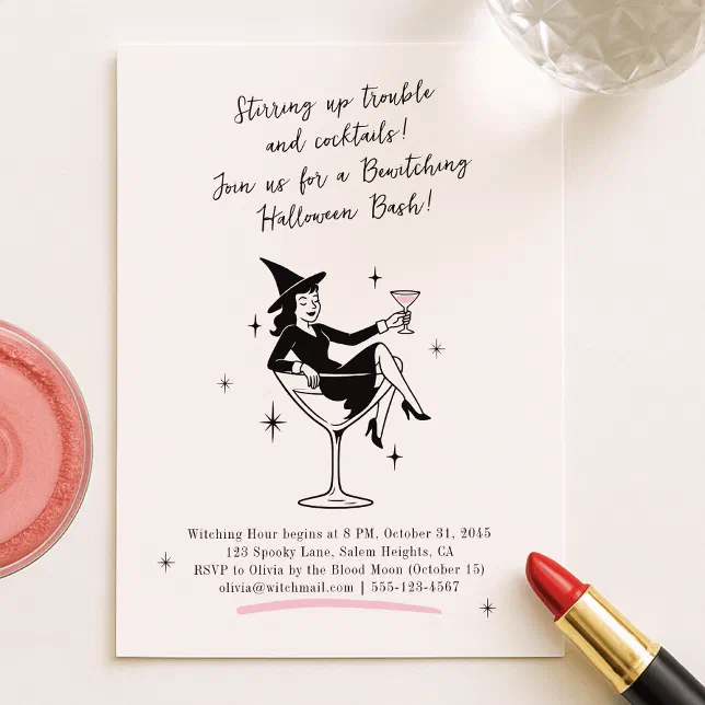 Hand-Drawn Witch Halloween Party Invitation | Zazzle