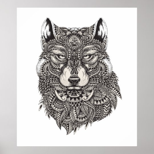 Hand Drawn Wolf Poster | Zazzle.com