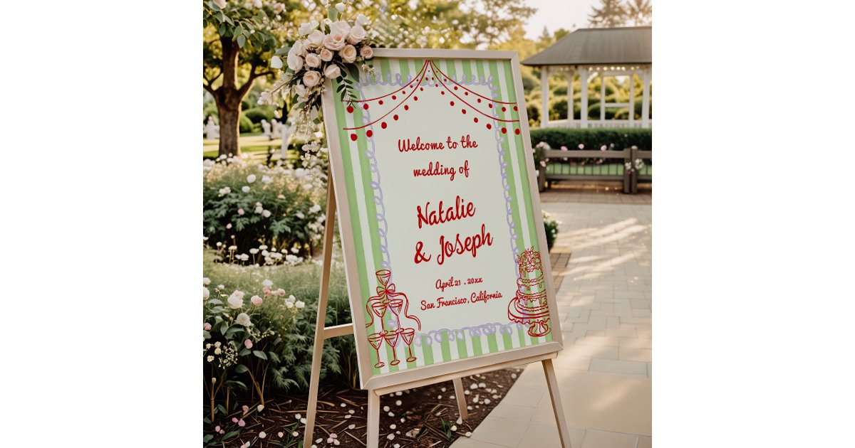 Hand Drawn Written Colorful Quirky Wedding Welcome Foam Board | Zazzle