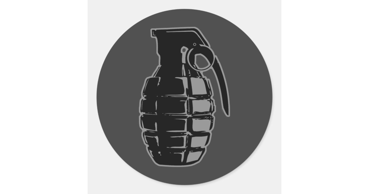 Hand Grenade - gray Classic Round Sticker | Zazzle