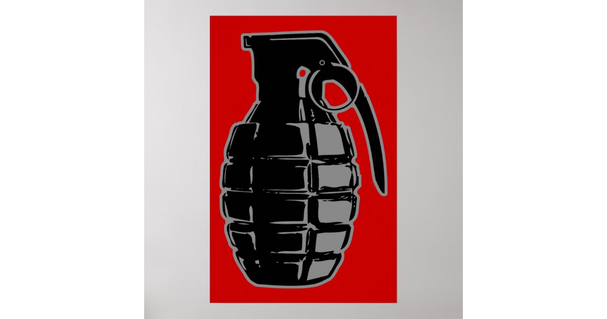 Hand Grenade - gray Poster | Zazzle