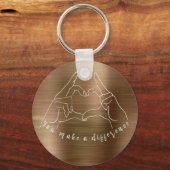 Hand Heart Symbol with You Make a Difference Quote Keychain | Zazzle