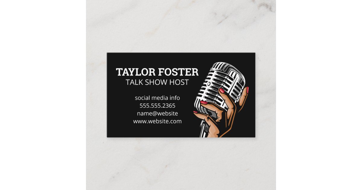 Hand Holding Microphone | Singer | Radio Host Business Card | Zazzle