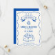 Hand Illustrated Quirky Retro Drawing Blue Wedding Save The Date | Zazzle
