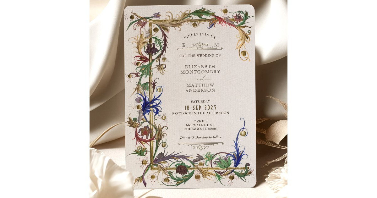 Hand-Illustrated Royal Medieval Wedding Invitation | Zazzle