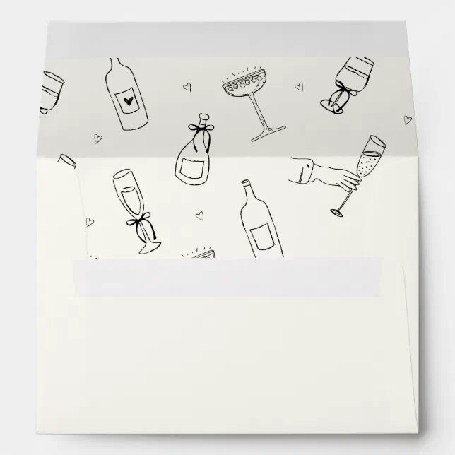 Hand-illustratrated Champagne Aesthetic Wedding Envelope | Zazzle