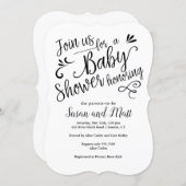 Hand Lettered Baby Shower Script Typography Invitation | Zazzle