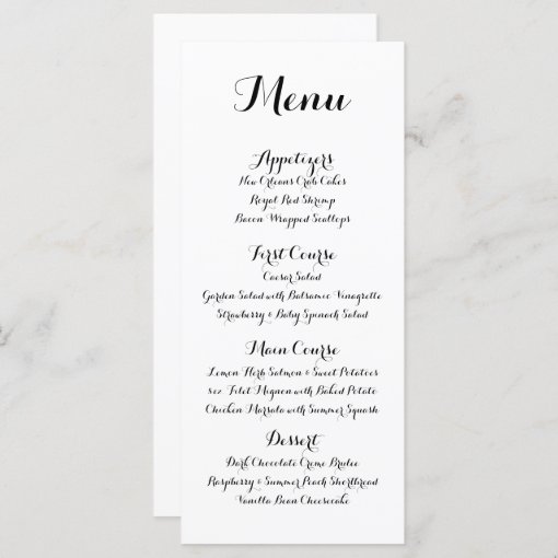 Hand Lettered Calligraphy Wedding Menu | Zazzle