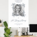 Hand Lettered Chic Flourish Grey Photo Memorial Poster | Zazzle