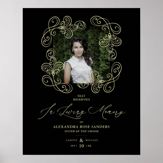 Hand Lettered Flourish Black Wedding Memorial Poster | Zazzle